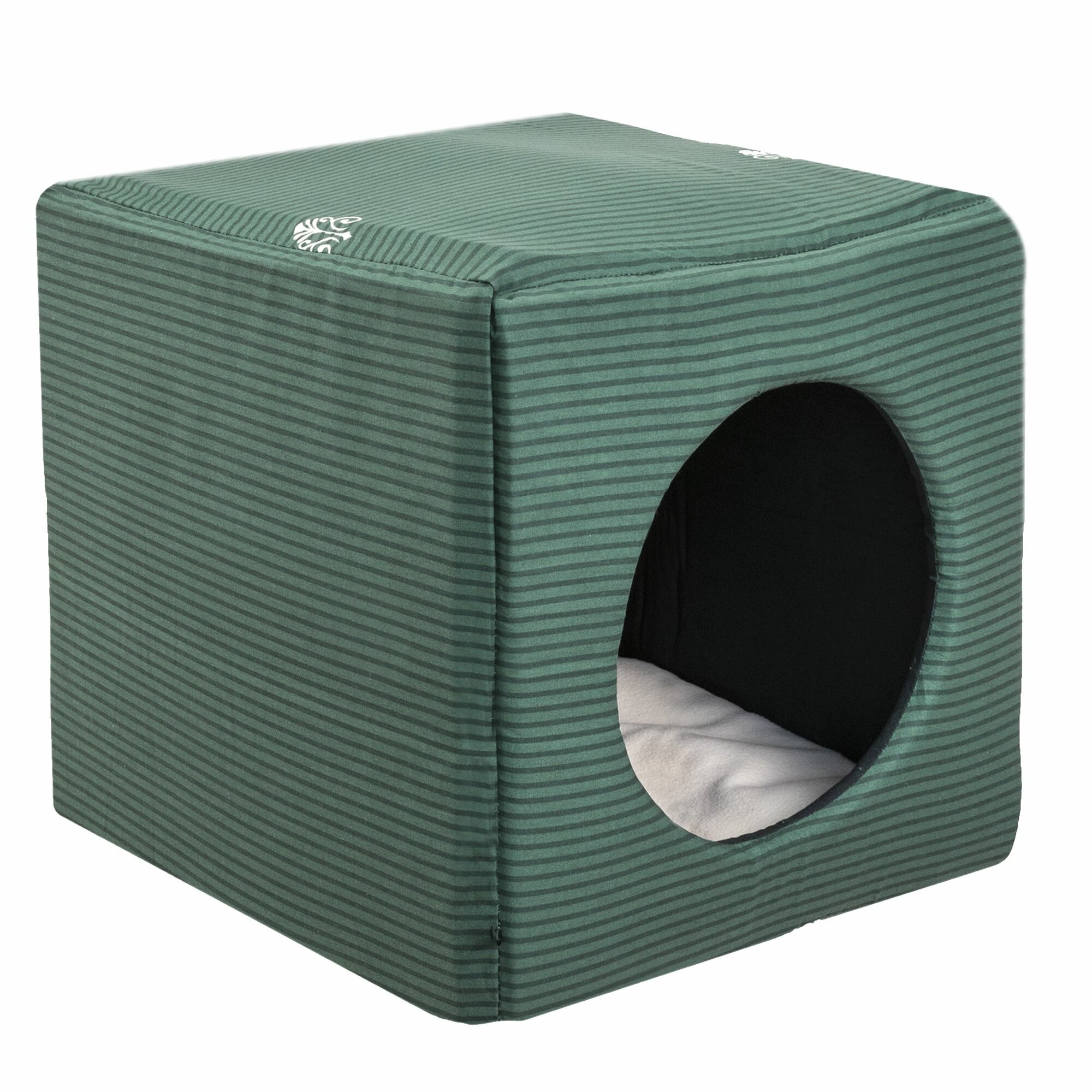 Лежанка дом для кошек и собак мелких пород, куб трансформер зеленый ZooMoDa