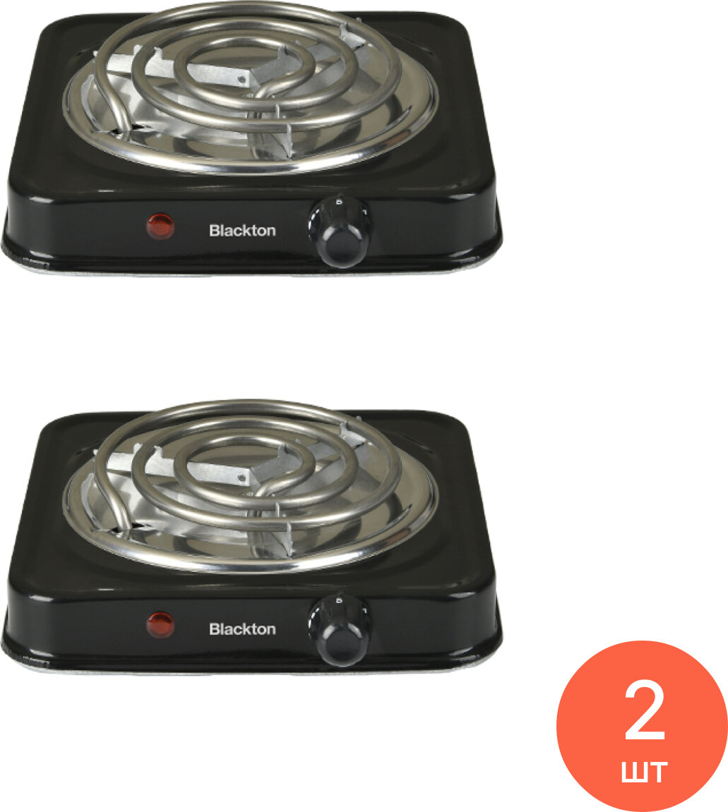 Плита электрическая Blackton / Блэктон Bt HP102B с одной конфоркой диаметром 140мм, управление механическое, мощность 1000Вт, цвет черный / бытовая техника для кухни (комплект из 2 шт)