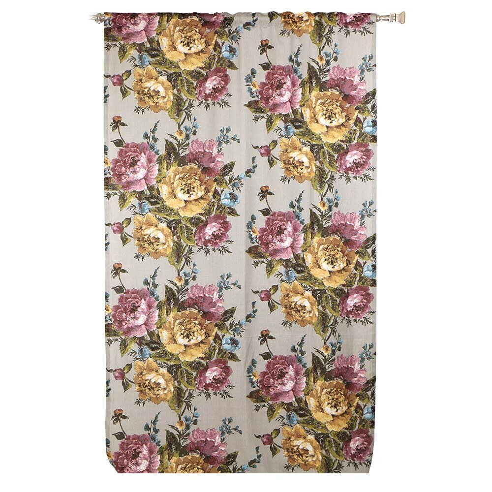 Штора Thevenon Франция, серый с цветочным принтом, 135x300 см, 46100