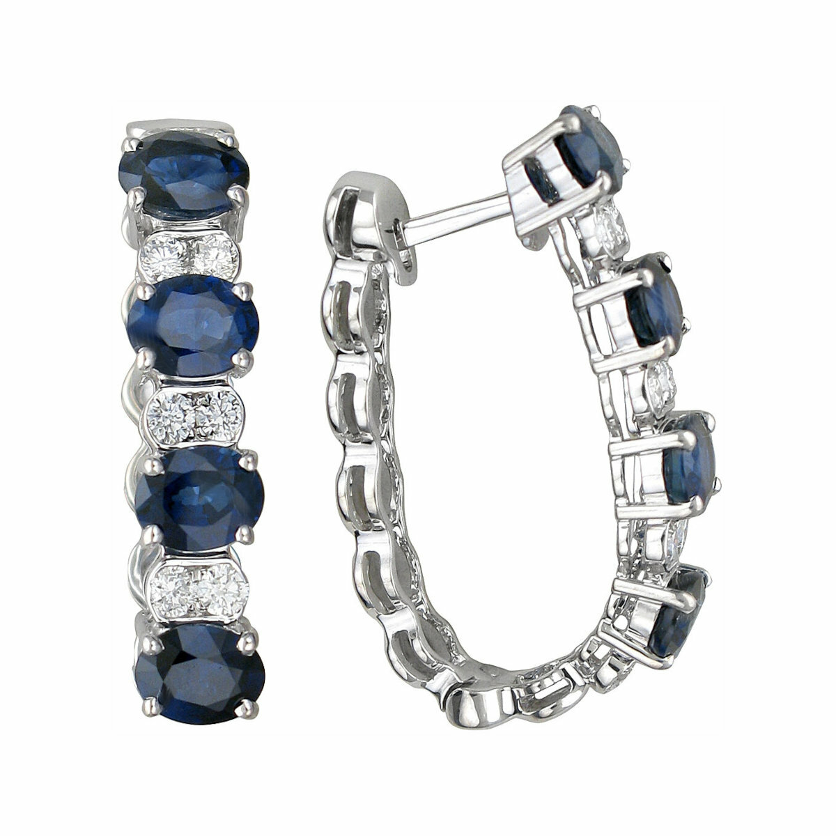 Серьги, белое золото, 585 проба, сапфир, бриллиант