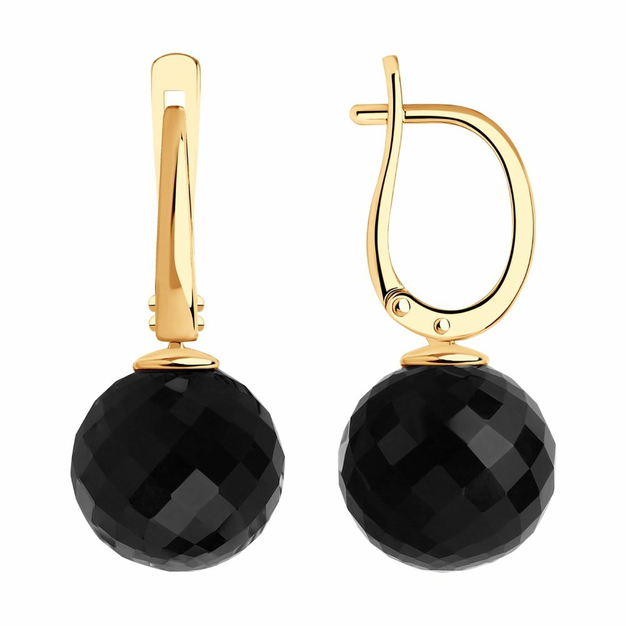 Серьги, красное золото, 585 проба, агат