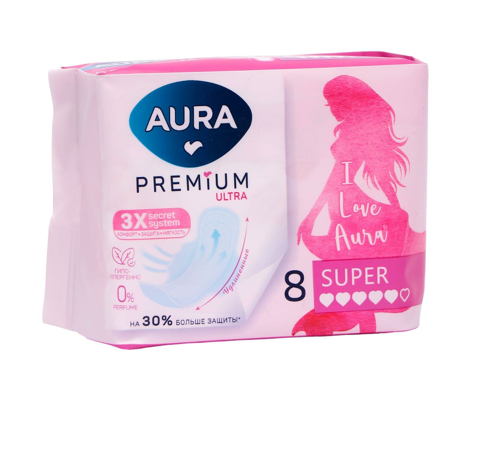Прокладки женские гигиенические AURA PREMIUM SUPER, 8 шт