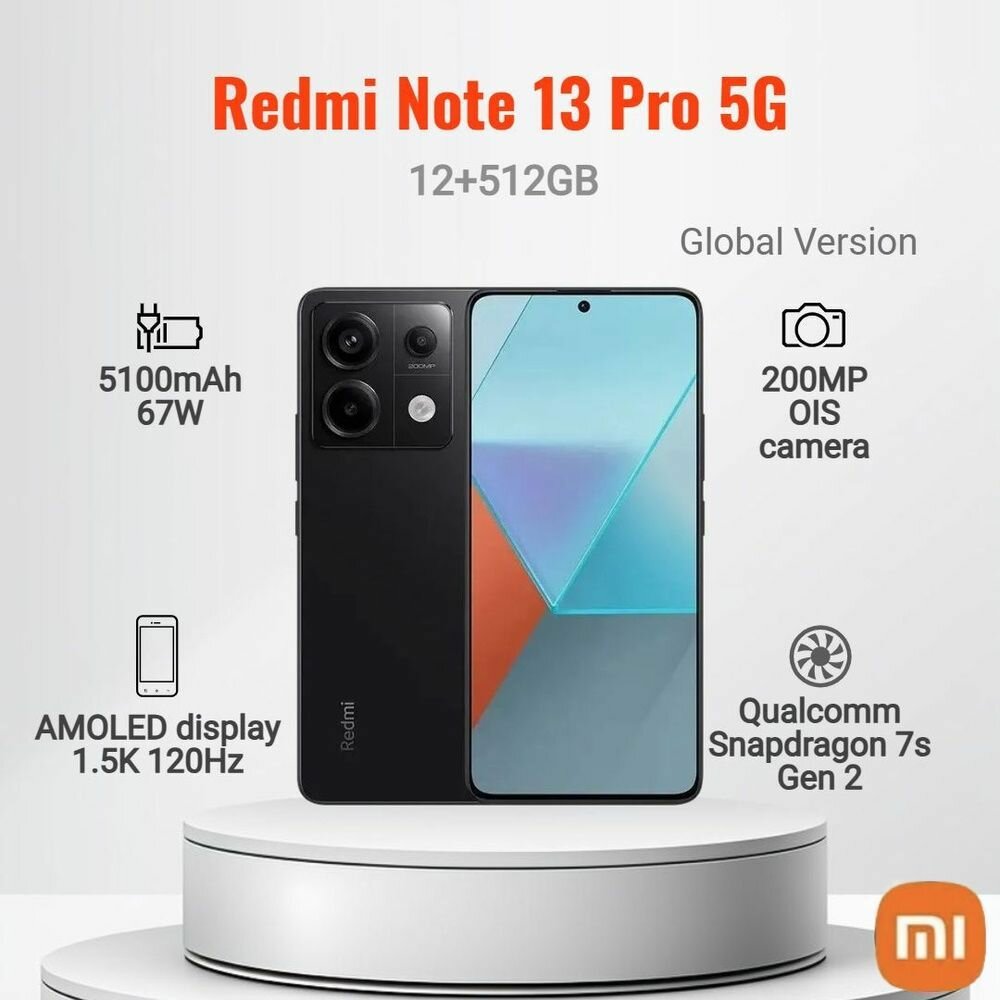Смартфон Redmi Note 13 Pro 5G 12/512 ГБ, черный