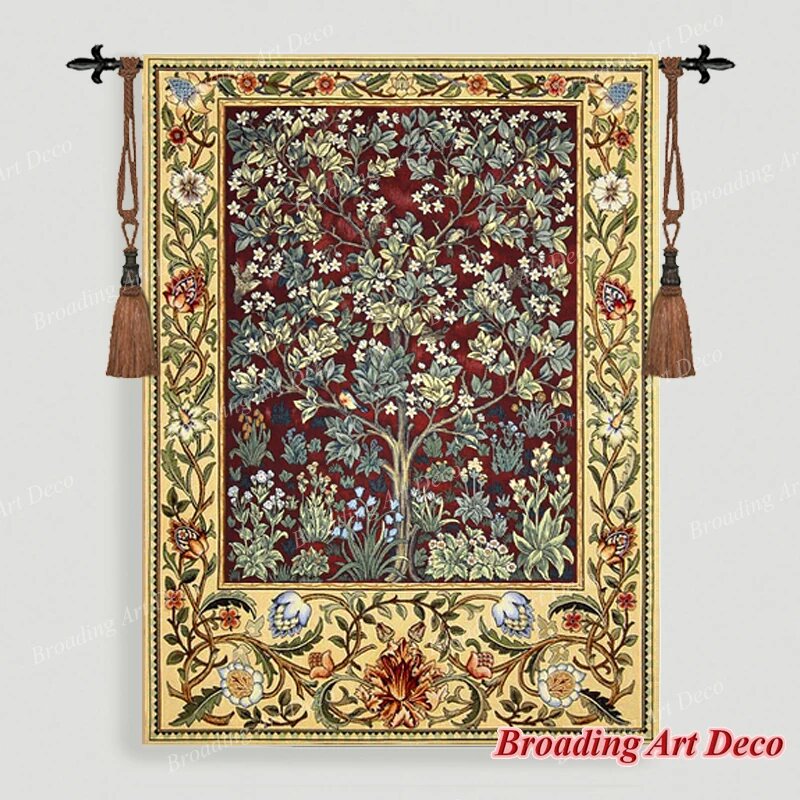 Гобелен William Morris Tree of Life, хлопок, большой 85x120cm, Красный