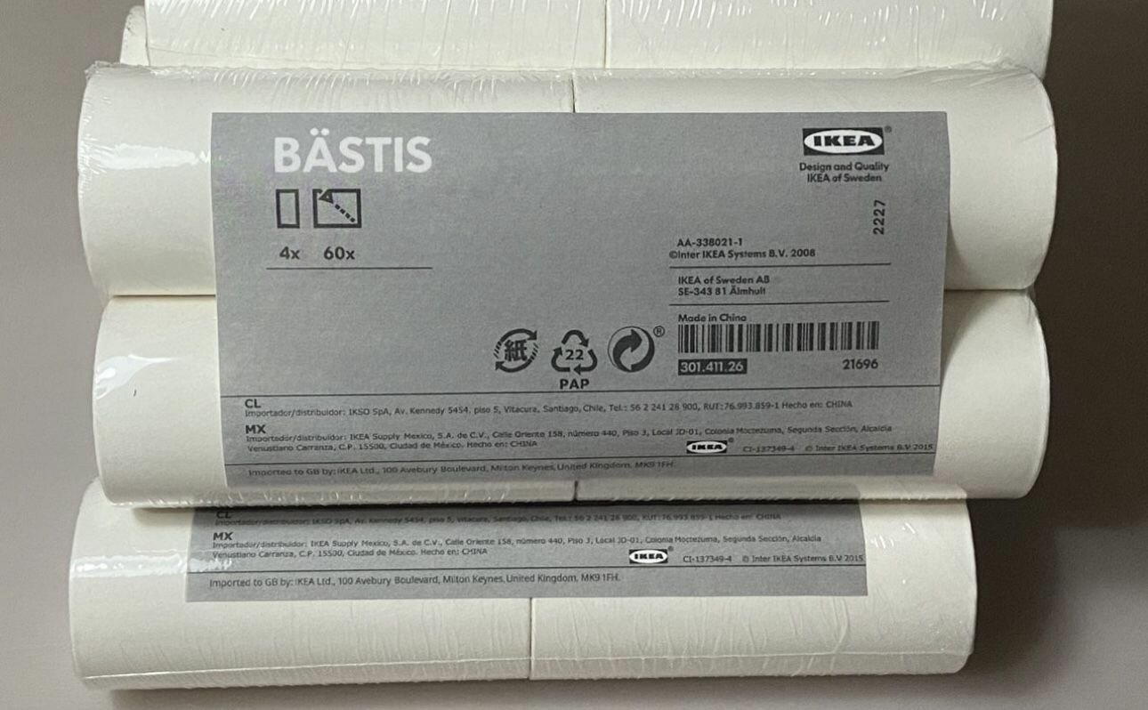 Сменные блоки IKEA BASTIS (икеа бэстис) для чистки одежды / 60 листов / 4 шт