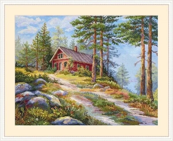 Наборы для вышивки крестом Dahlia Cabin in the Woods 14CT, 16CT, 18CT 16CT white canvas