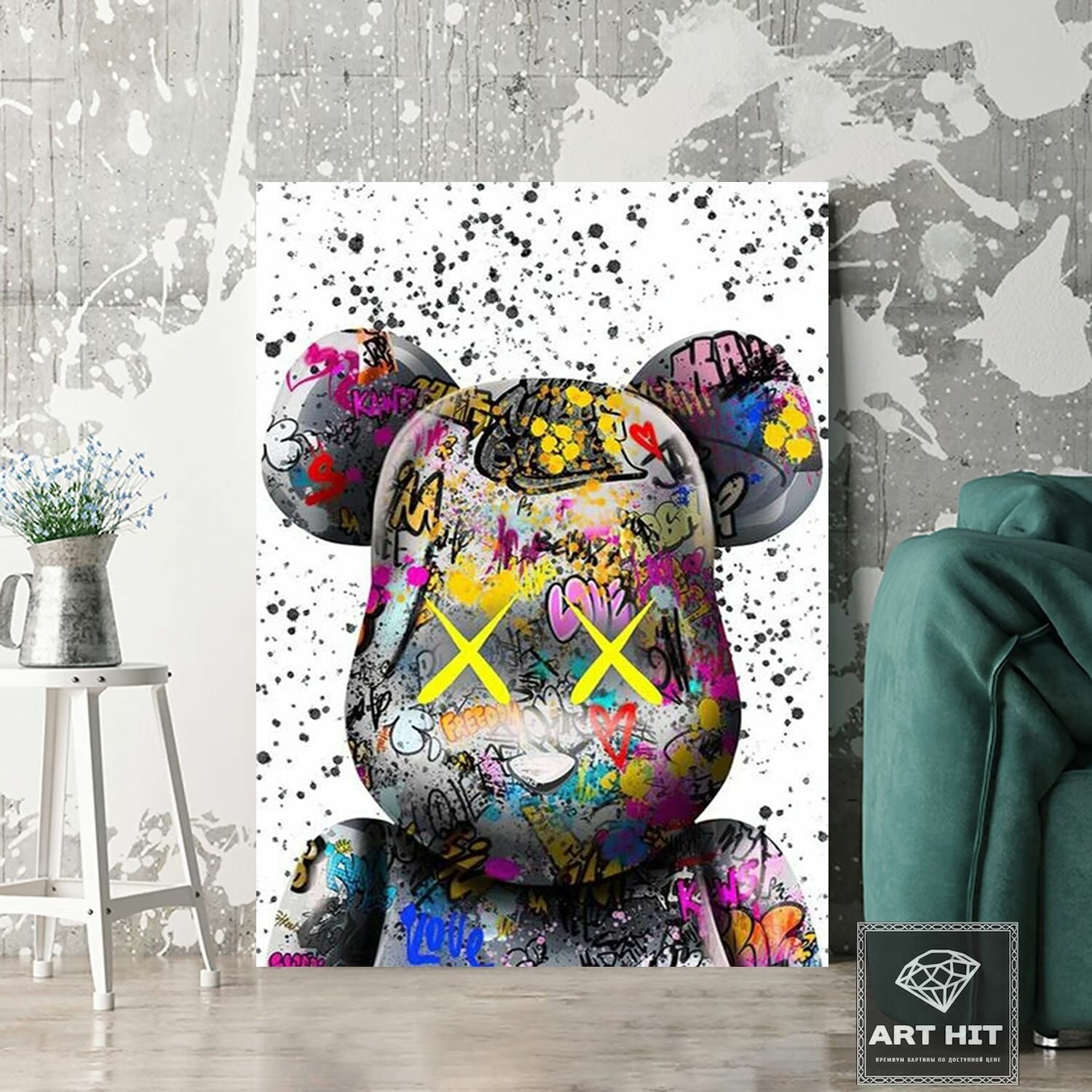 Картина Kaws, интерьерная картина кавс, 50х70 см.