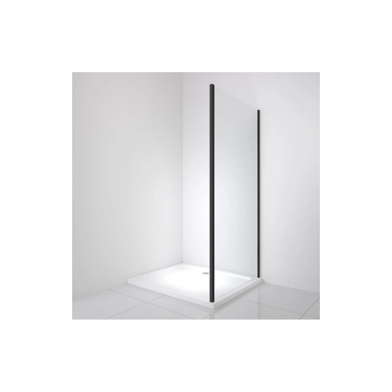 Боковая панель BelBagno LUCE-90-FIX-C-NERO черный, стекло прозрачное 6 мм (1950х900)