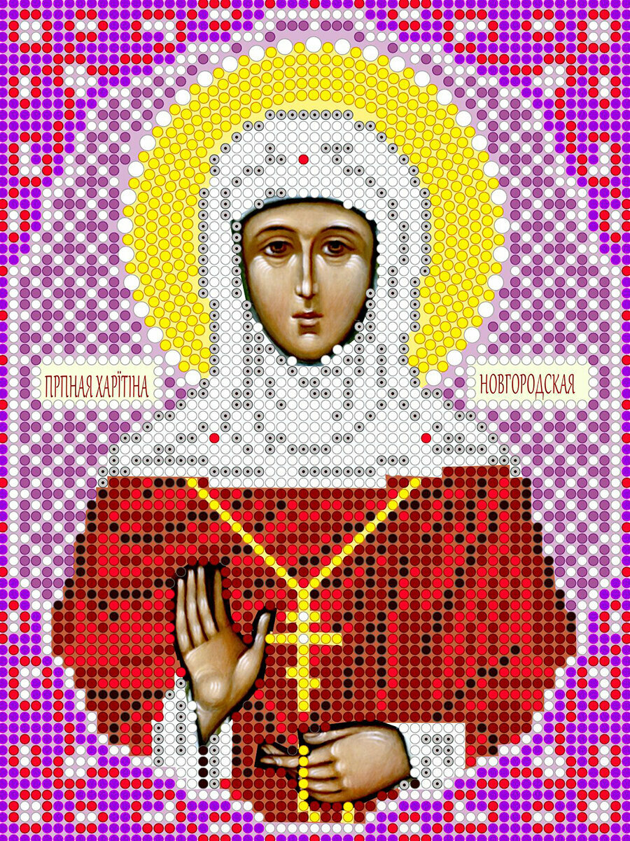 Алмазная мозаика Диамант икона Святая Харитина 17*23 см, без подрамника