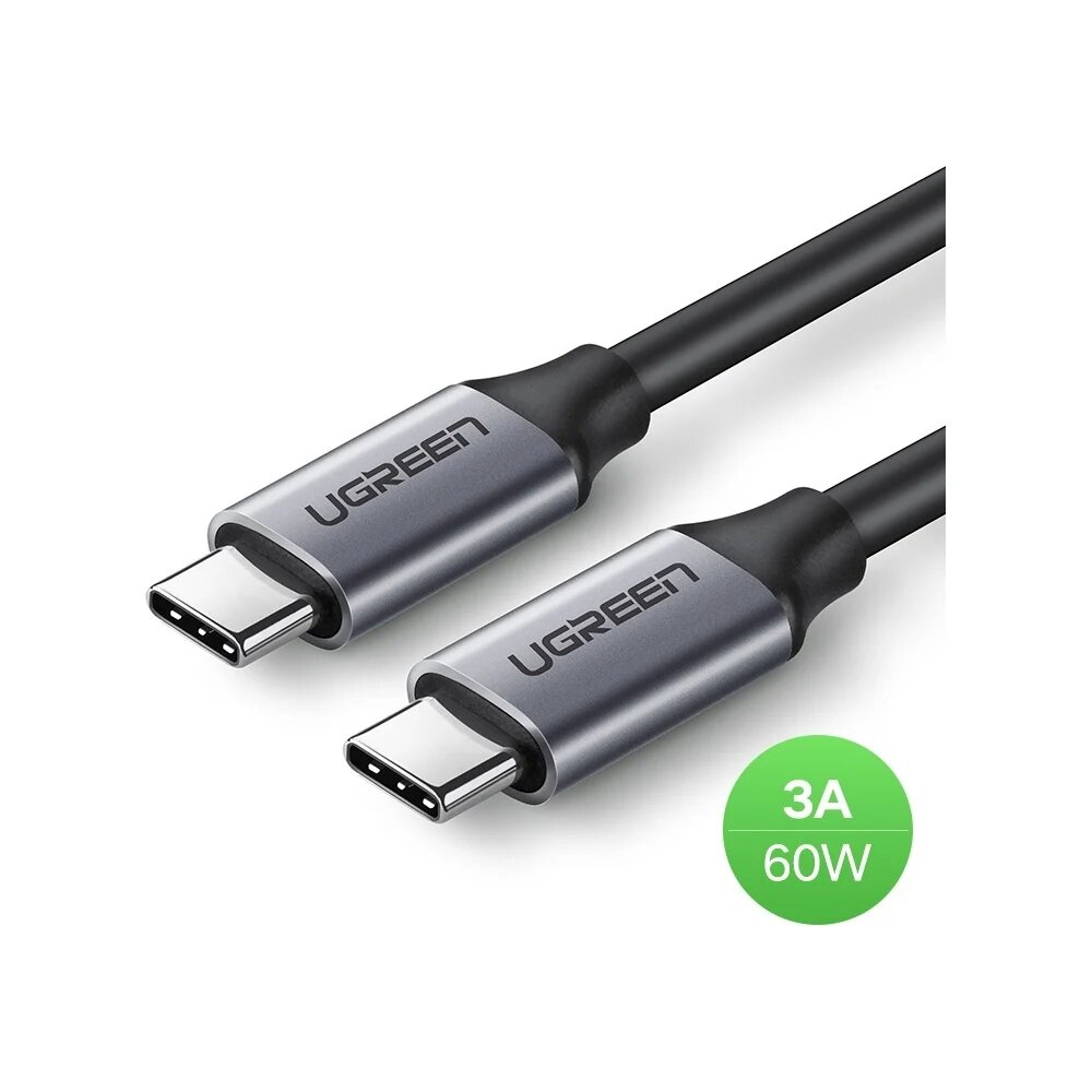 Кабель Ugreen us161 usb 3.1 type c male to c male cable nickel plating aluminum shell. длина: 1,5м. цвет: серый 50751