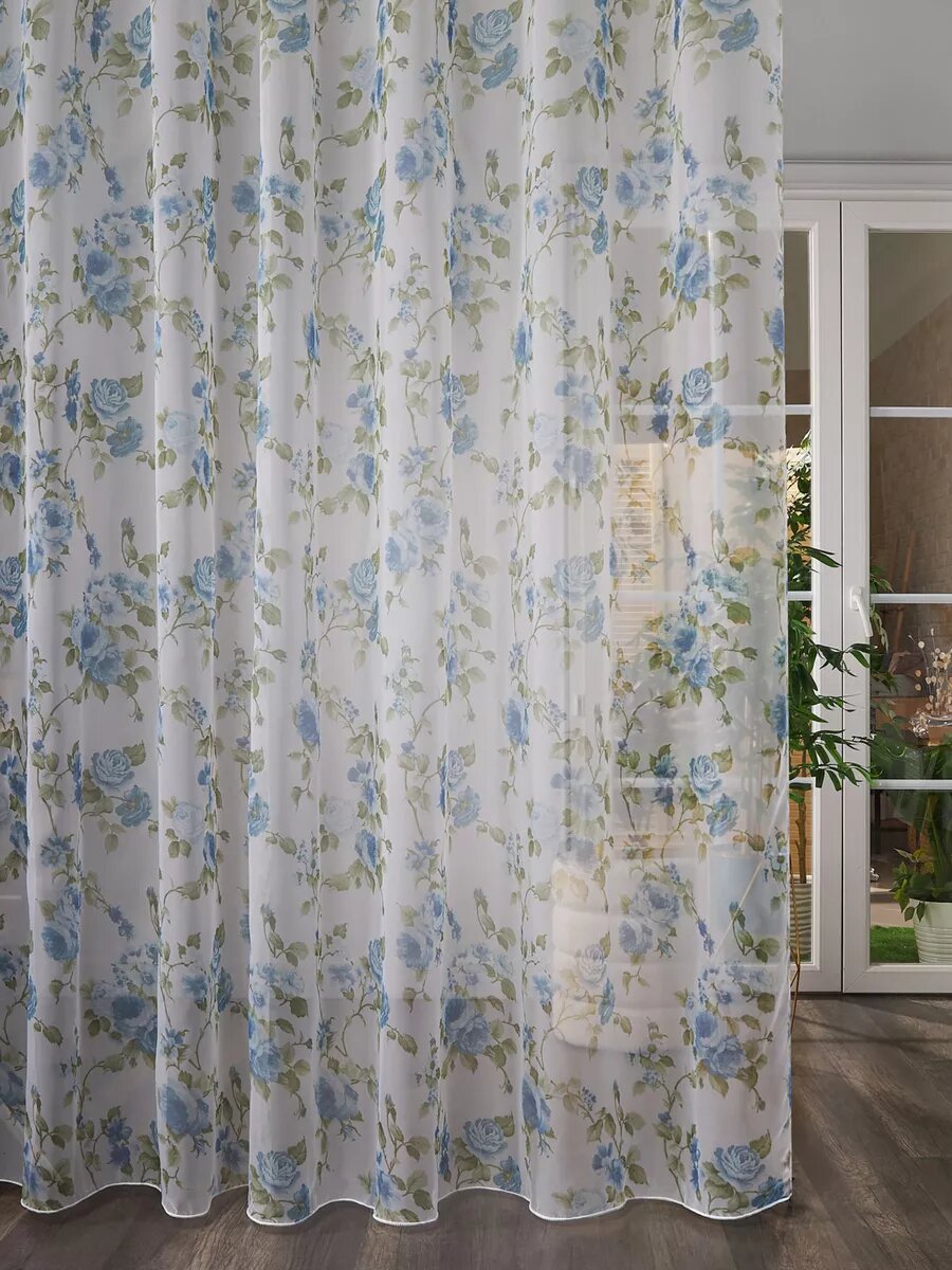 Тюль SANPA HOME, вуаль с рисунком, в гостиную и спальню 300х260 см на ленте 1шт
