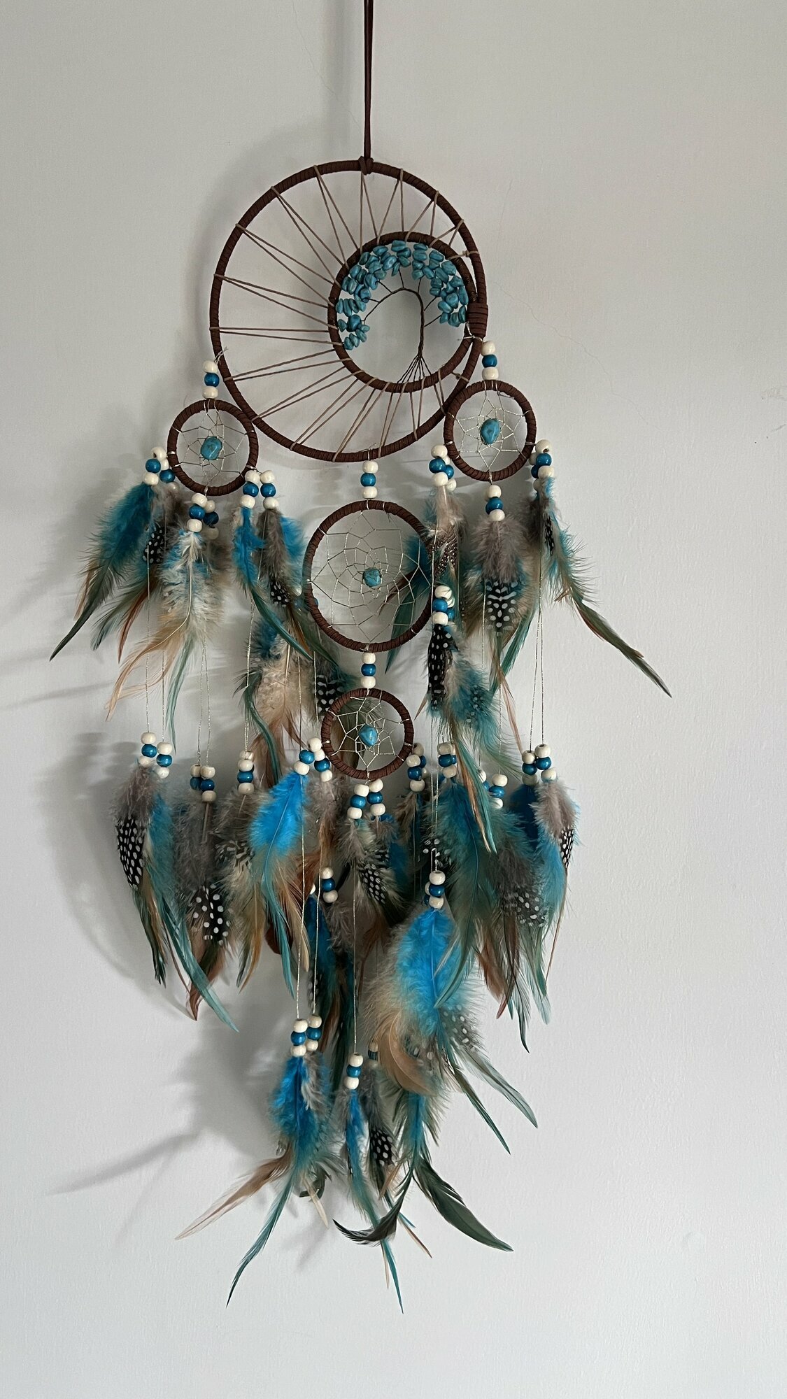 Ловец снов, Большой ловец снов с перьями на стене, 80-сантиметровый амулет для дома, подарок на день рождения