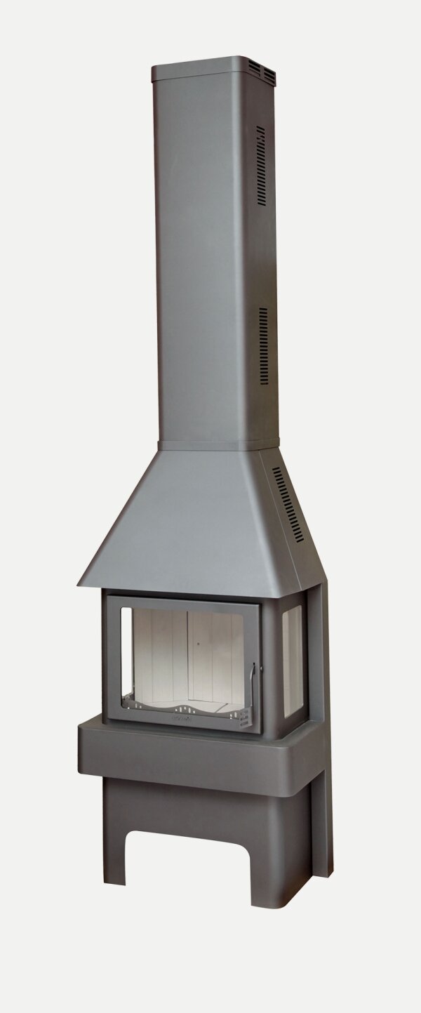 Печь-камин "Бавария" три стекла графит (Экокамин)