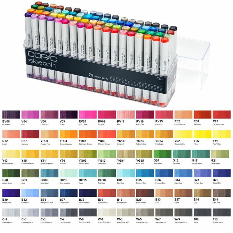 Маркер Copic Sketch двухсторонний на спиртовой основе цв, маркер 72 цвета color A