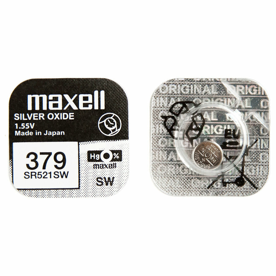 Батарейка для часов Maxell оксид-серебряная SR521 SW (379, SR63, G0) (бл1)
