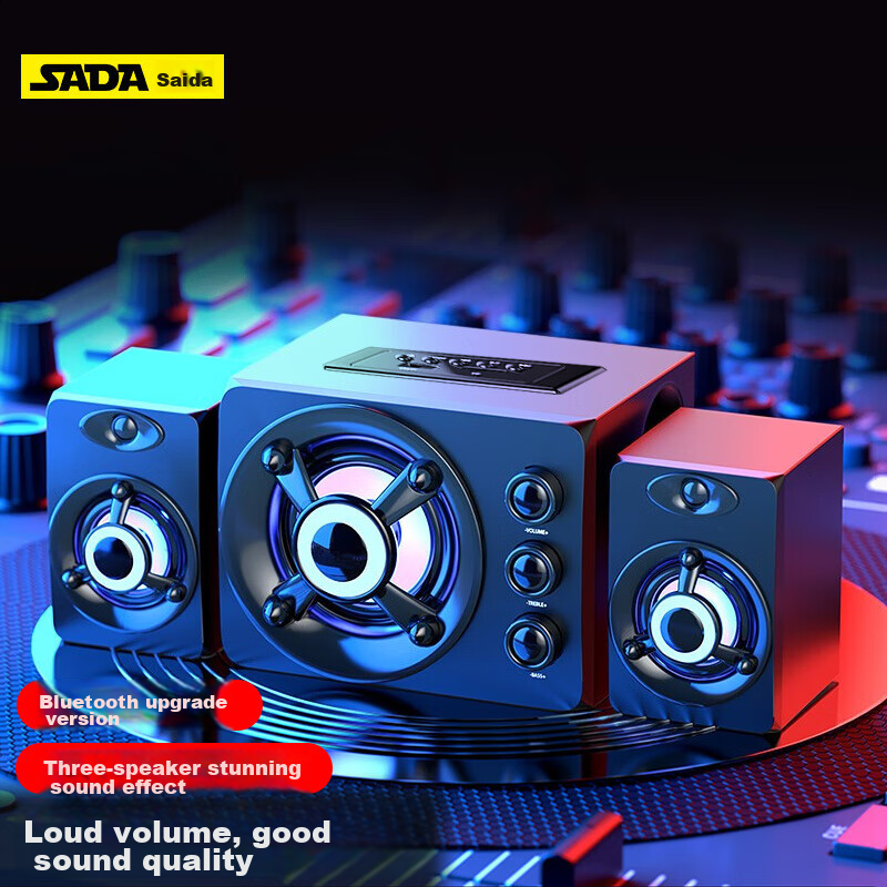 SADA D-208 Computer Speakers, Bluetooth Subwoofer, Home Desktop Speakers, Ultra-Heavy Bass, Impact-Resistant, Wired Mini Subwoofer, for Mobile Phones And Laptops