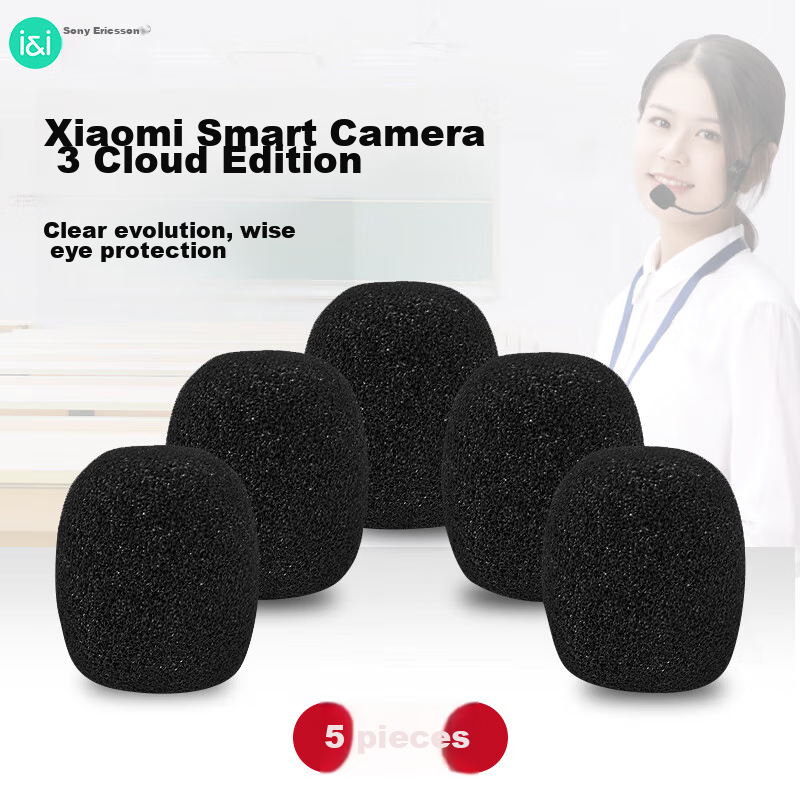 Soaiy Honeybee Head-Mounted Microphone Amplifier, Microphone Windshield, Foam Protective Cover, Earpiece, Neck Clip, Universal Computer Microphone, Windproof, Noise-Proof, Protective Cover SA-M13, 5-Pack