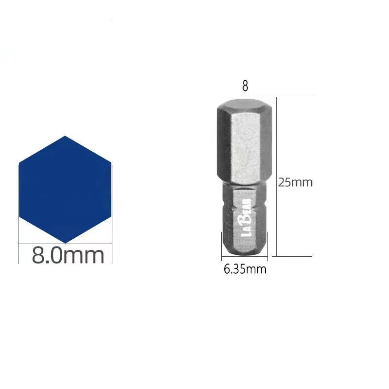 Магнитные шестигранные биты DIYHERE S2 сталь 1/4", 25 мм H8-1Pc