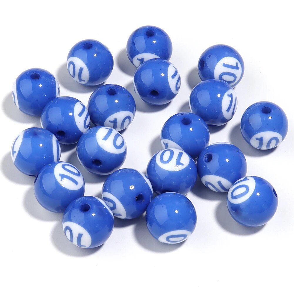 Акриловые бильярдные шары 16 мм 8 цветов для браслетов Синий, Blue10 10pcs 16mm