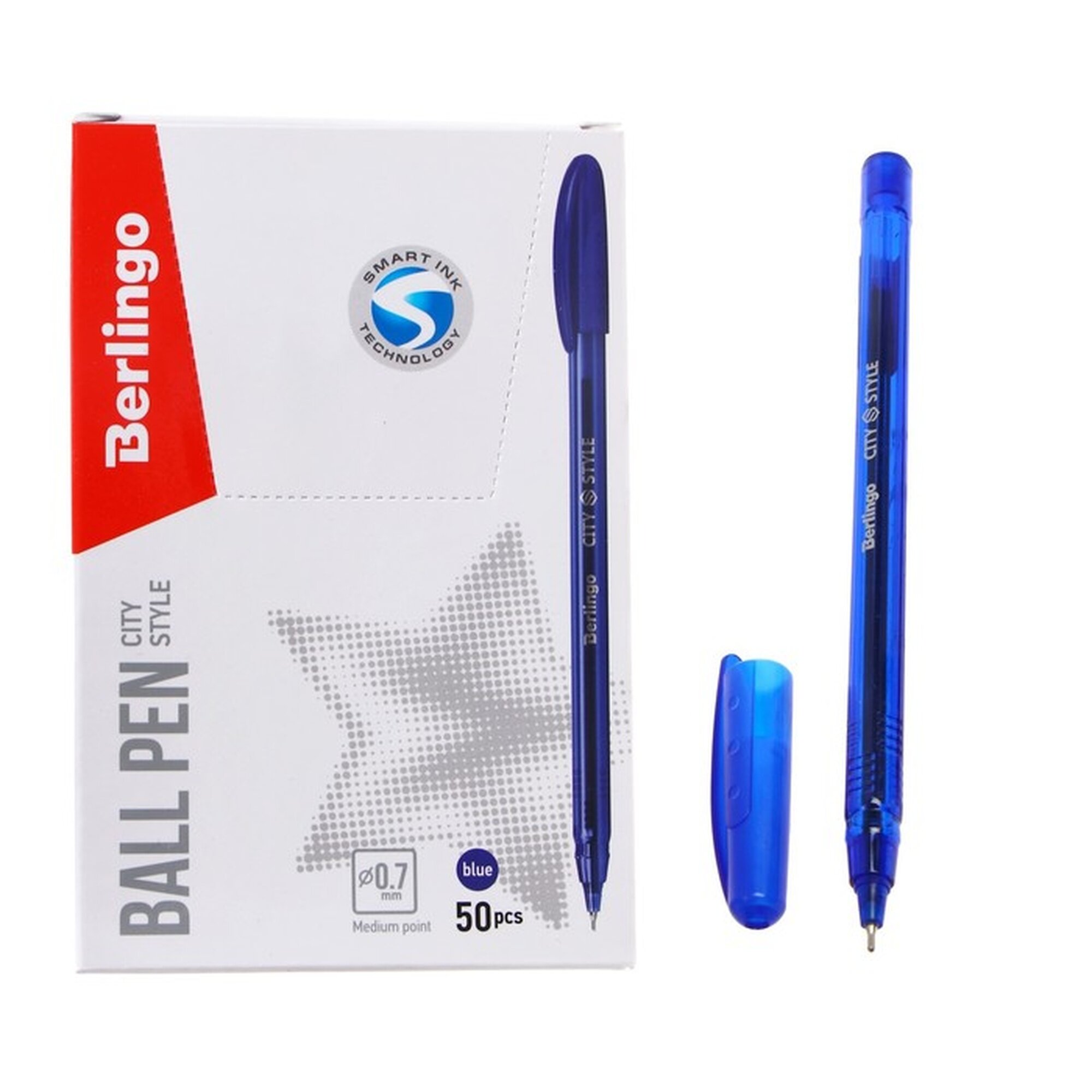 Ручка Berlingo City Style, шариковая, шестигранная, синие чернила, 0.7 мм