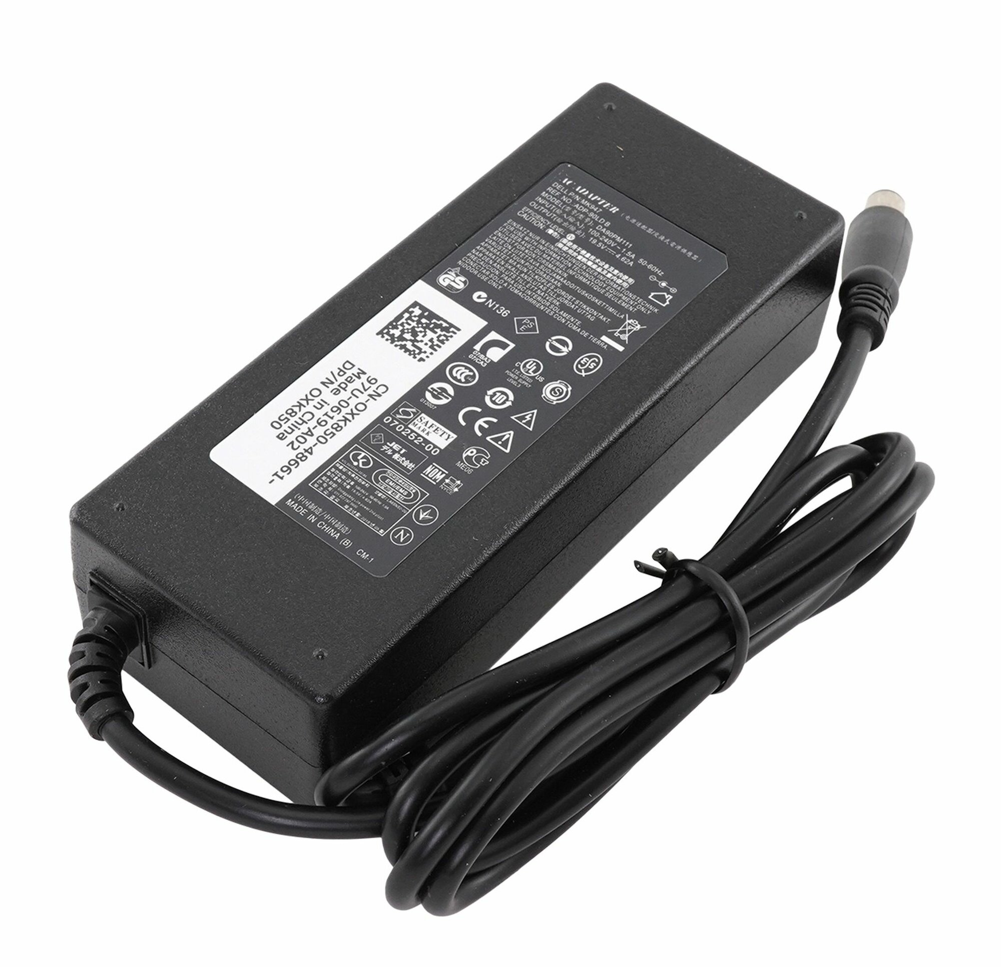 Зарядное устройство + силовой кабель питания для ноутбука Dell 19.5V 4.62A (90W) 7.4x5.0 мм с иглой