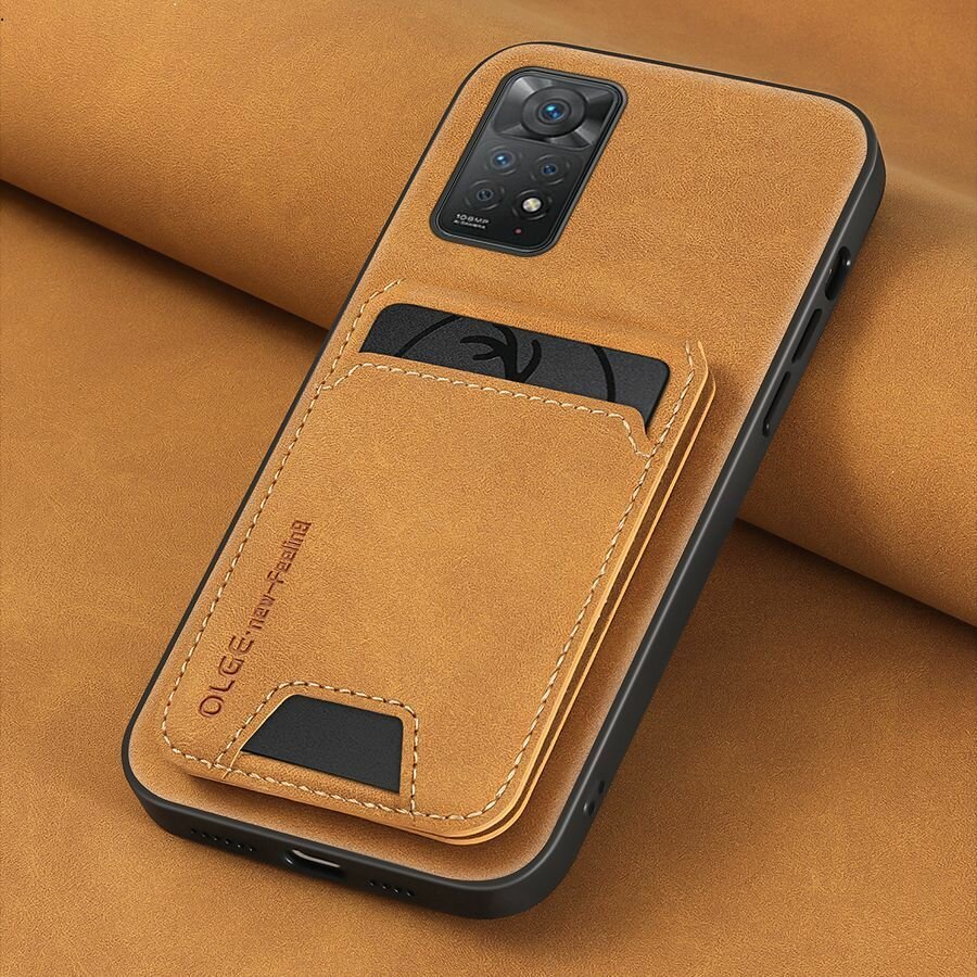 Премиум кожа чехол на Xiaomi Redmi Note 11 Pro/11 Pro 5G/11E Pro/ Redmi Note 12 Pro 4G / Сяоми Редми Нот 11 Про Противоударный чехол с магнитный картхолдером и подставкой