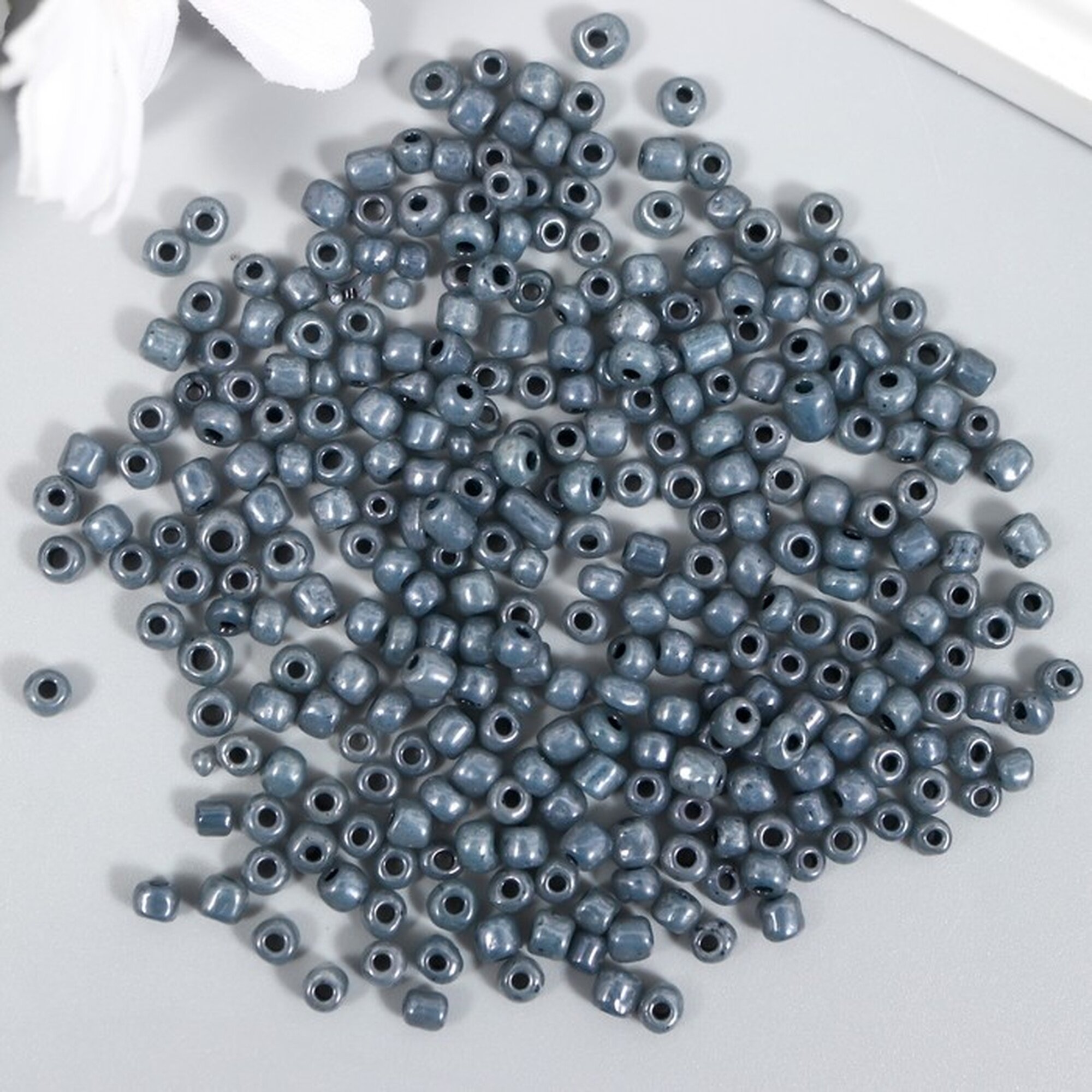 Бисер Арт Узор "Серый с перламутром", круглый, размер 6/0, 20 г