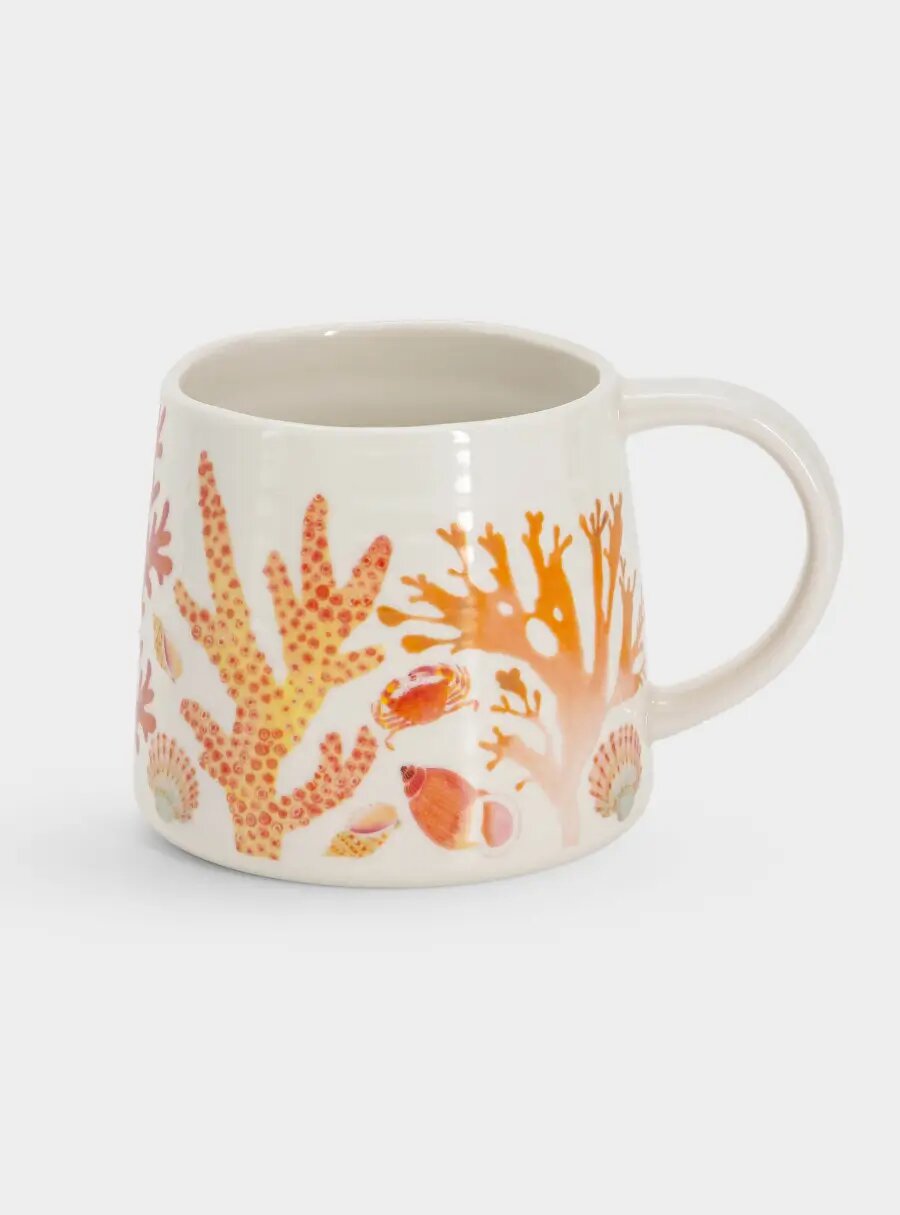 Кружка, 380 мл, фарфор P, белая/оранжевая, Морская жизнь, Ocean Life
