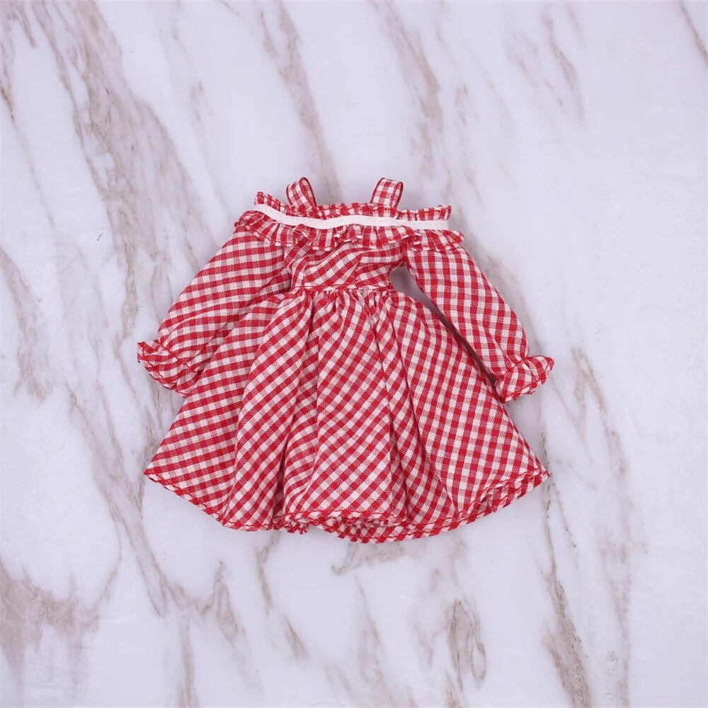 Платье для кукол Blythe, ICY 30 см, красный клетка