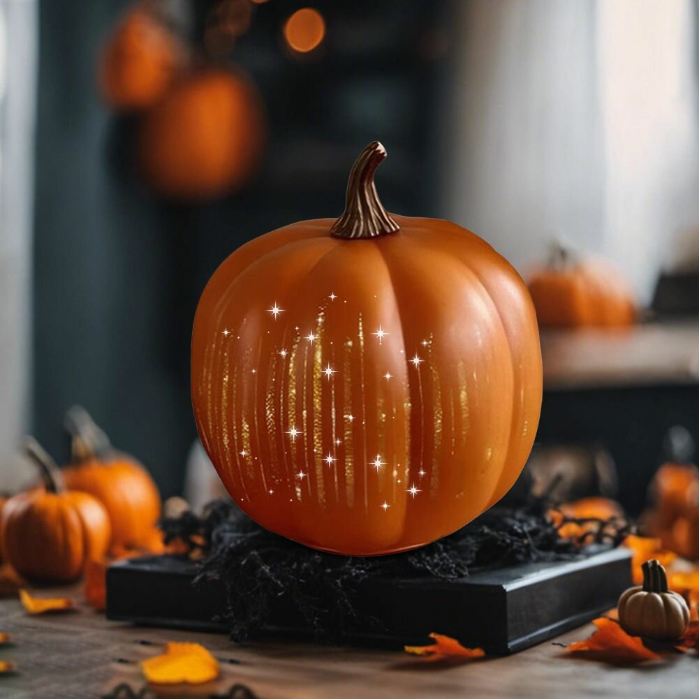 Украшение в виде фонаря jack-o-lantern на Хэллоуин, волшебная звездная ночь, светящаяся атмосфера из смолы, которую можно украсить со временем, маленькая 17 см большая 23 см (без батарейки)