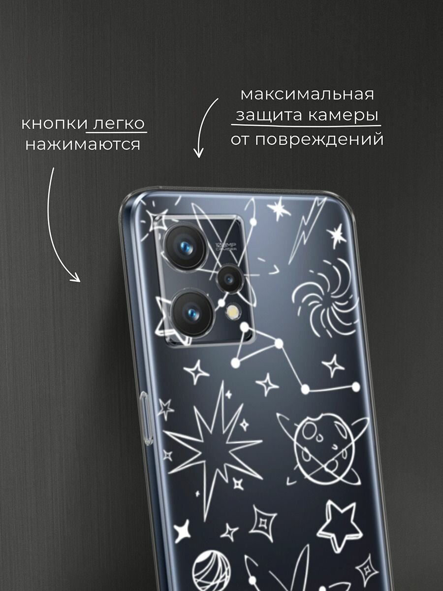 Чехол на Realme 9 4G/9 Pro Plus / Реалми 9 4G/9 Pro Plus с принтом "Космическая вселенная", прозрачный — фото 1