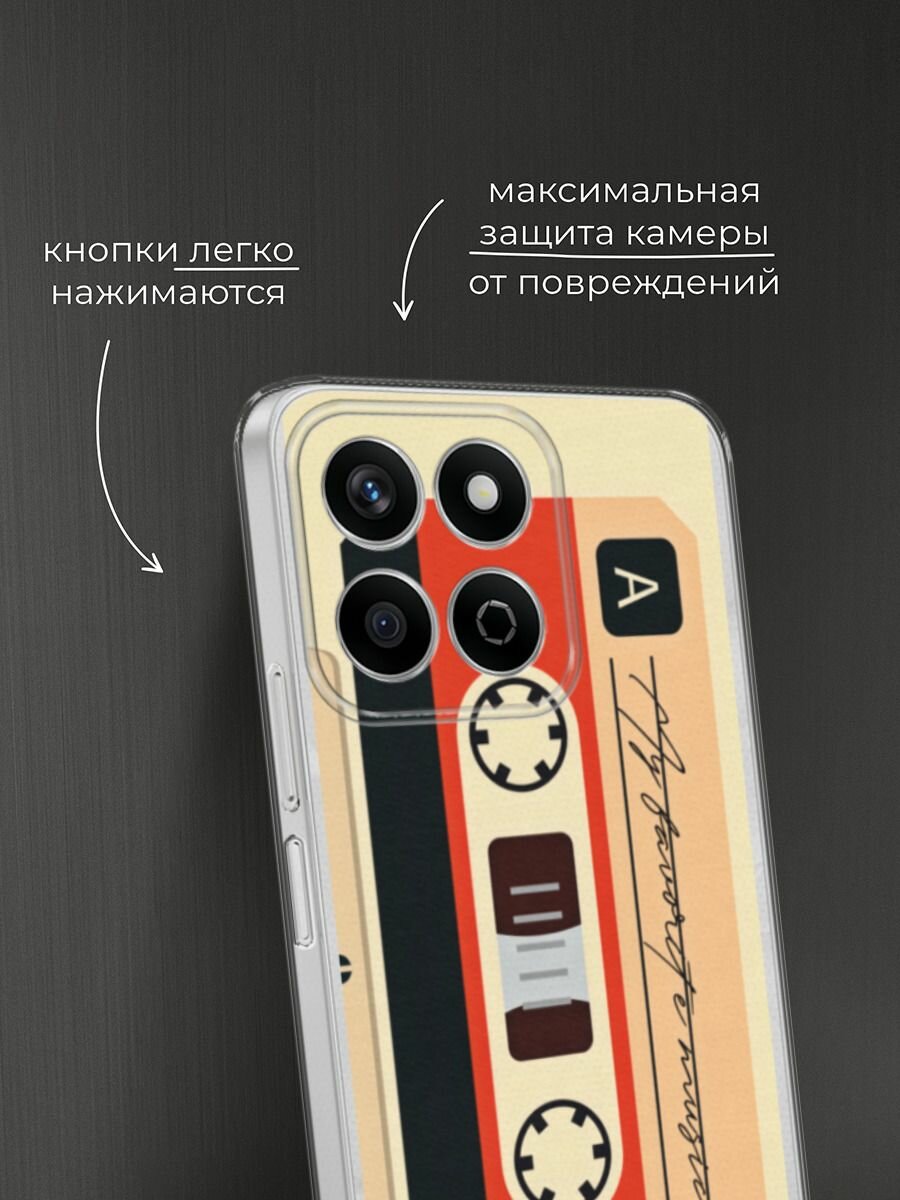 Силиконовый чехол на Honor X7c / Хонор X7c с принтом "Бежевая кассета" — фото 1