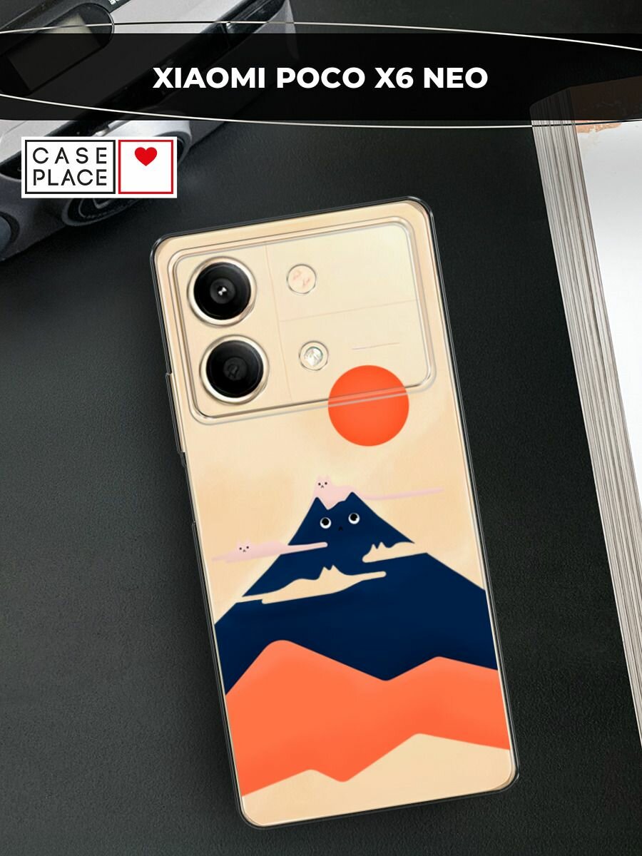 Чехол на Xiaomi Poco X6 Neo / Сяоми Поко X6 Нео с принтом "Кот-гора", прозрачный