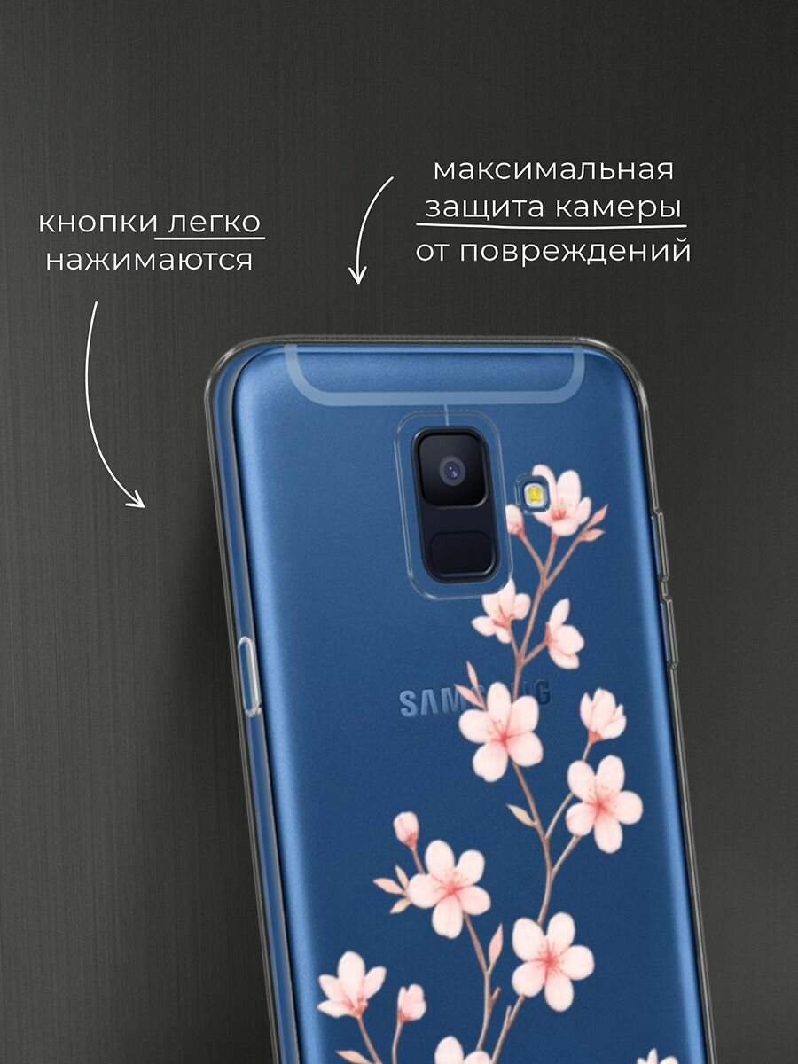 Чехол на Samsung Galaxy A6 / Самсунг Галакси А6 с принтом "Веточка сакуры 2" — фото 1