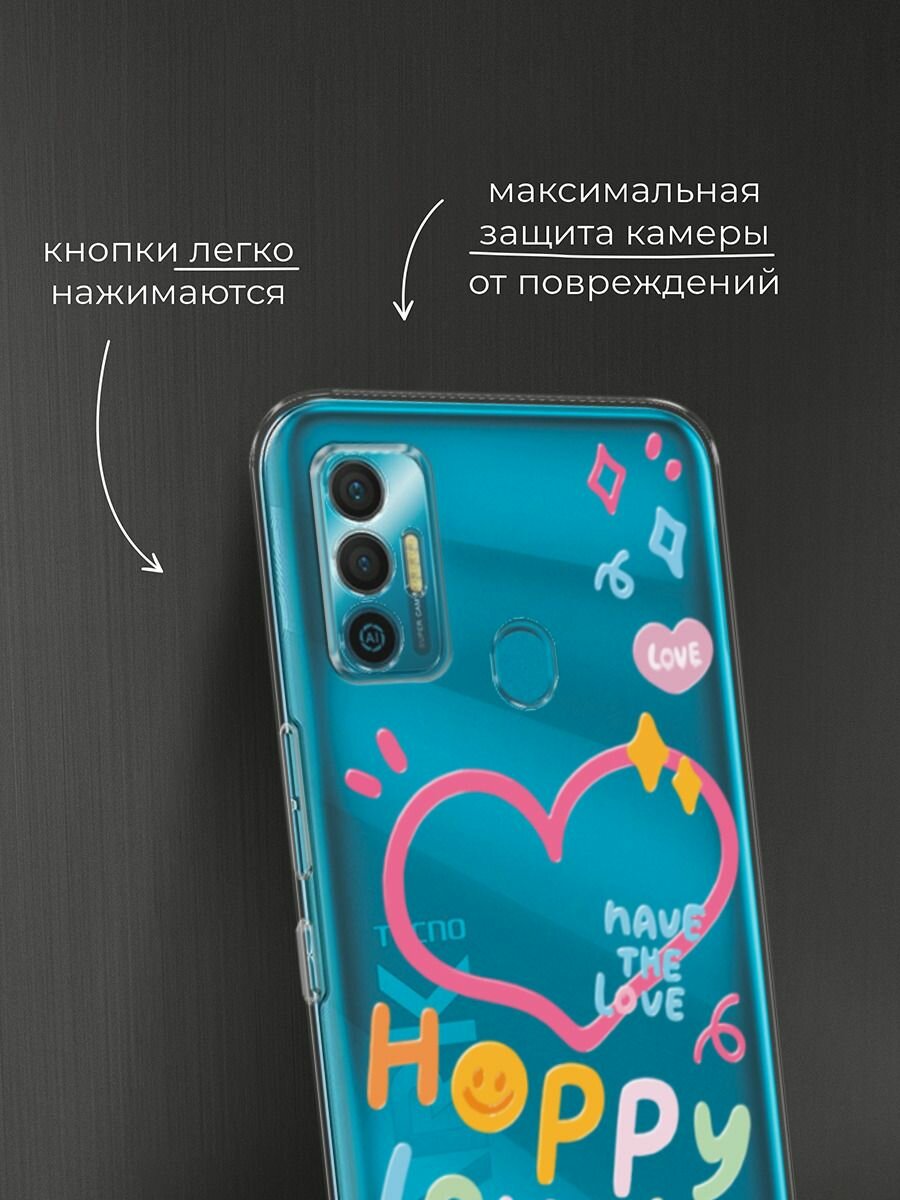 Чехол на Tecno Spark 7 / Техно Спарк 7 с принтом "Happy lovely 2" — фото 1