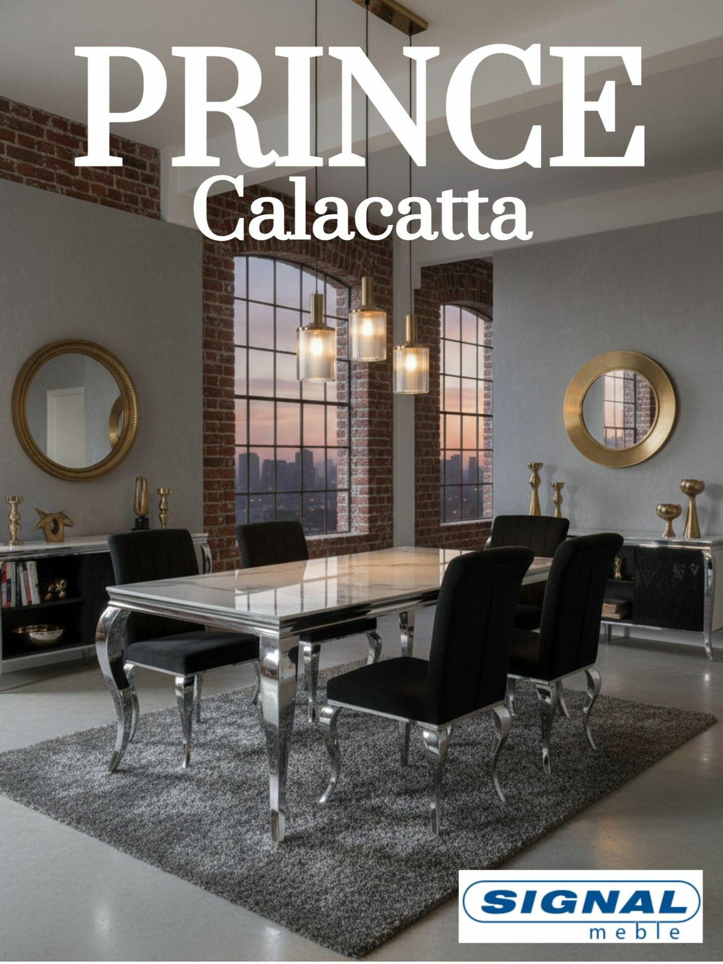Керамический стол SIGNAL PRINCE 180х90 Calacatta/хром