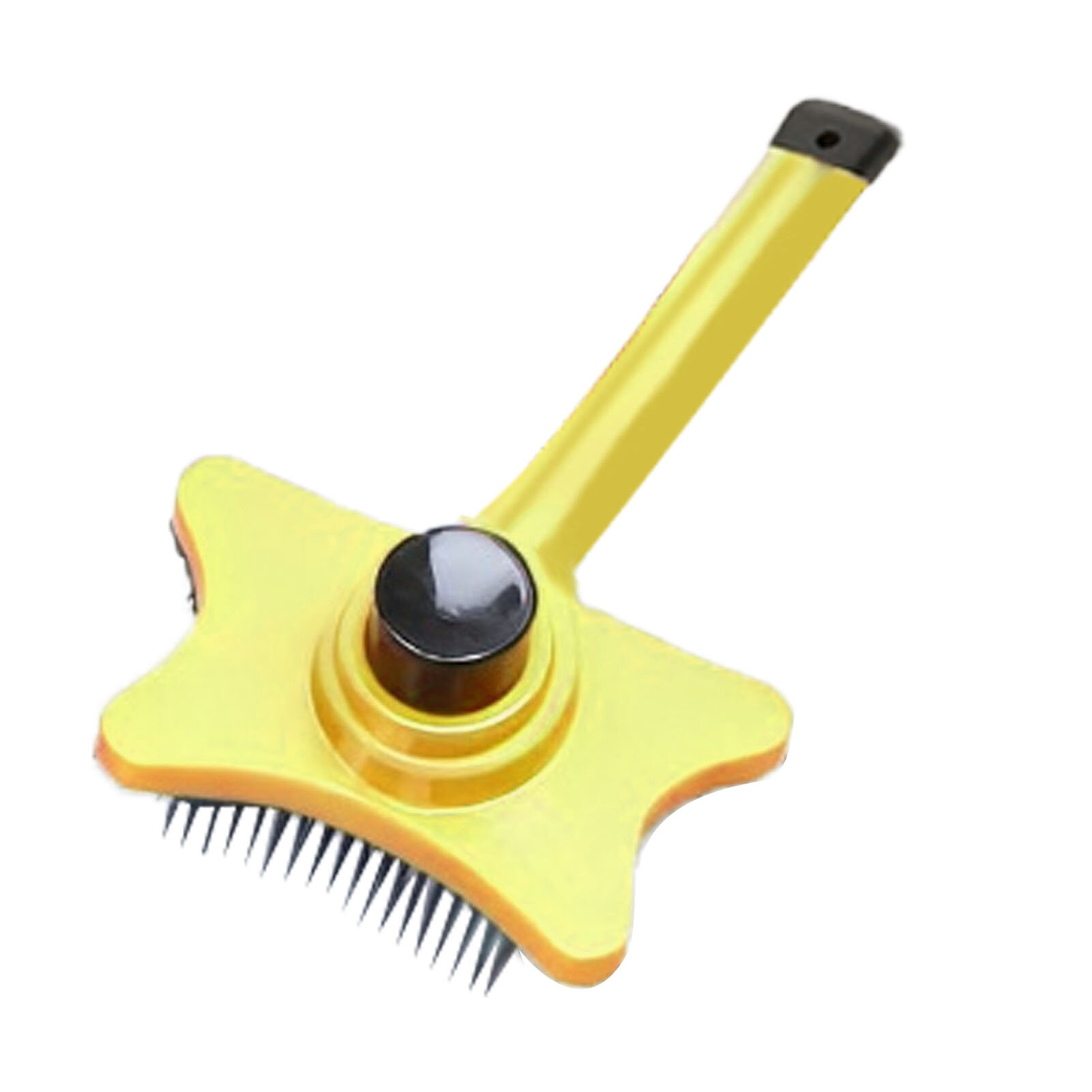 Самоочищающаяся массажная щетка для шерсти животных, удаляет выпавшую шерсть, расческа для ухода за шерстью собак и кошек, желтая.