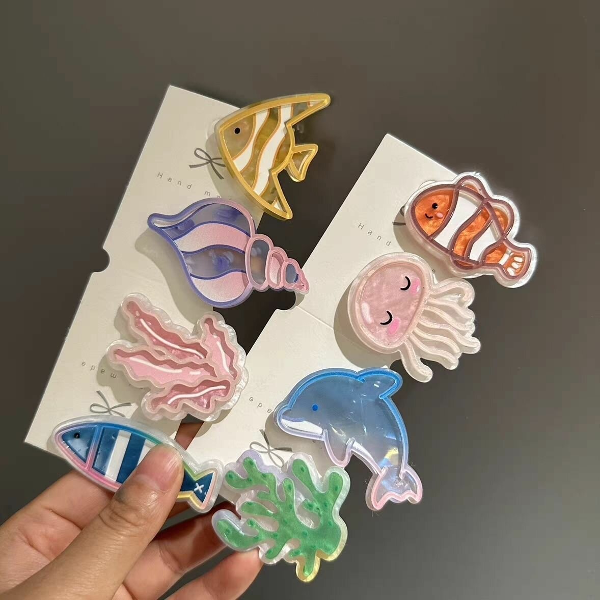 Заколки для волос серии Ocean, универсальные маленькие рыбки, высококачественные заколки для сломанных волос, зажимы в виде утконоса, маленькие заколки в виде дельфина