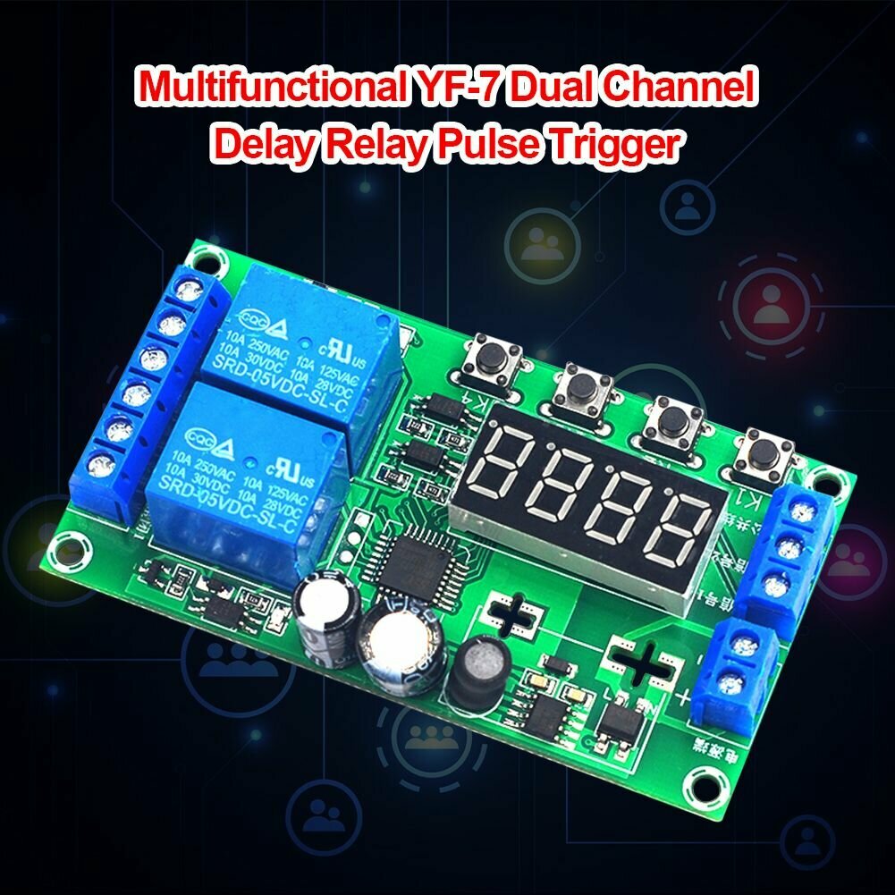 Реле времени с возможностью настройки 32 режимов работы, двухканальное