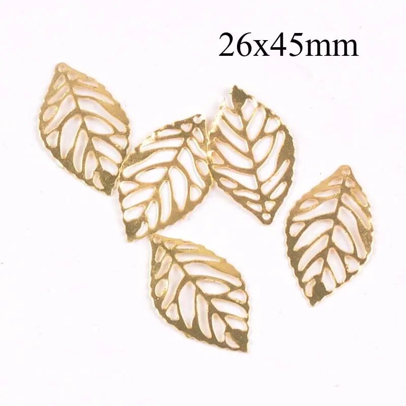 Металлические филигранные листья для рукоделия YK0786 gold
