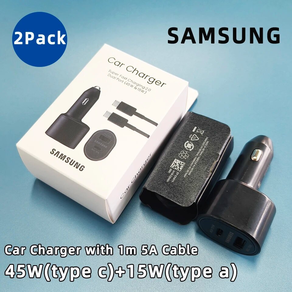 Samsung Автомобильное Зарядное 2шт 45W Type C + USB