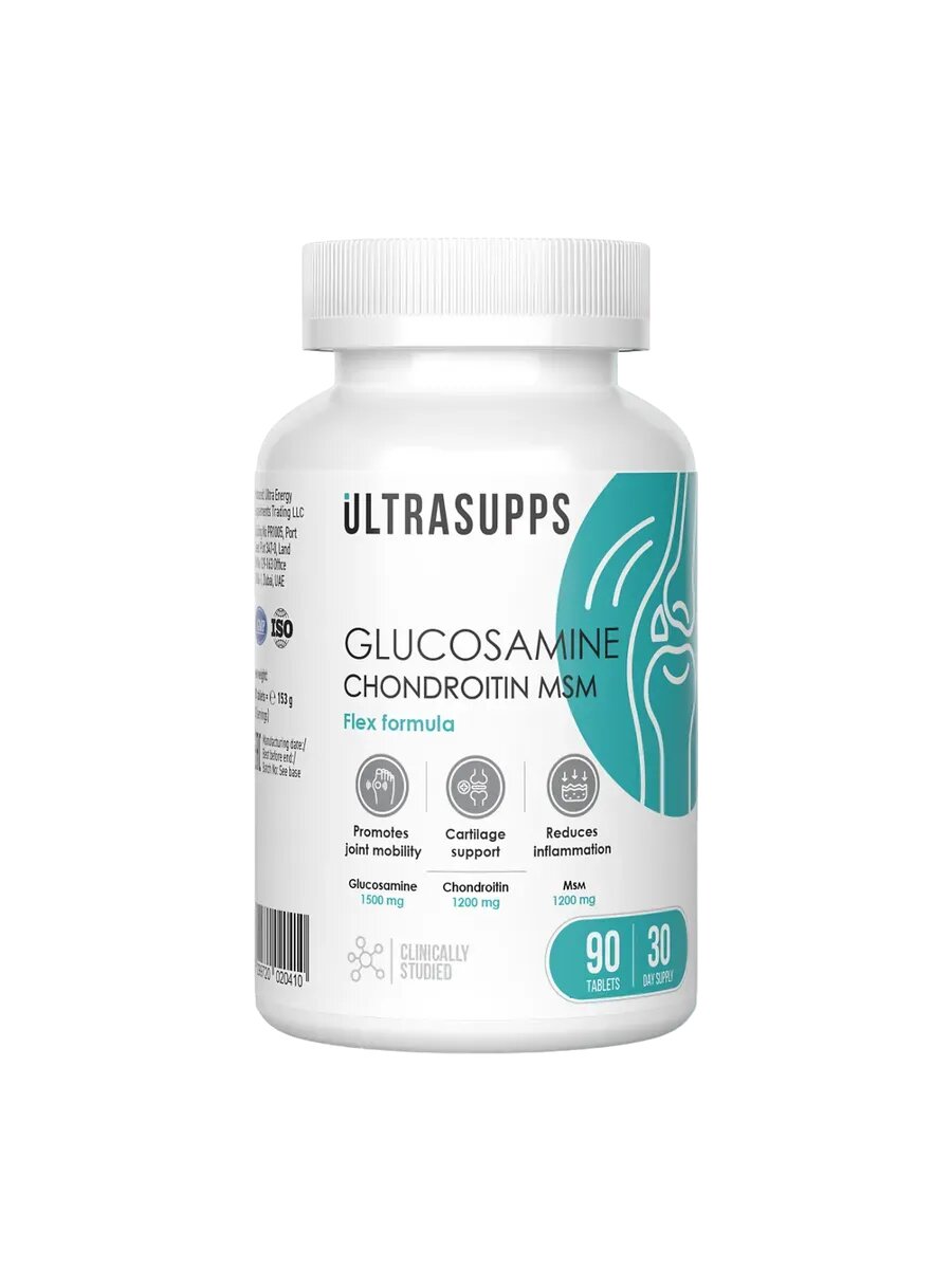 Ультрасаппс Глюкозамин+Хондроитин+МСМ Флекс Формула / Ultrasupps Glucosamine & Chondroitin & MSM Flex Formula таблетки массой 1700 мг 90 шт
