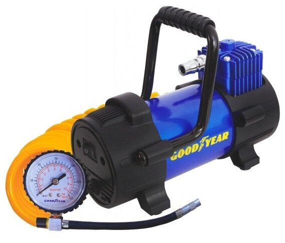 Автомобильный компрессор Goodyear GY-40L, 40л/мин, со съемной ручкой, съемный витой шланг, в сумке