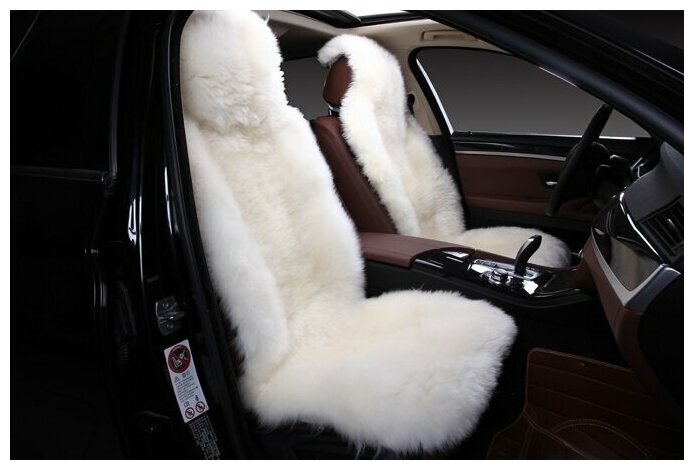Меховая накидка на сидение из овчины, длинный ворс, цельные шкуры, белая