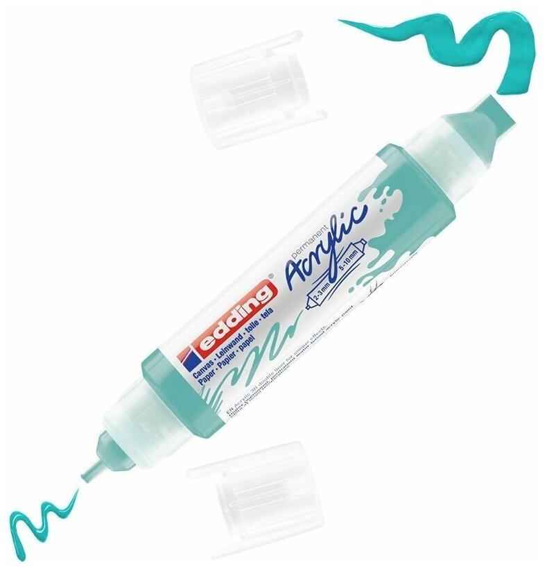 Маркер-аппликатор акриловый edding 5400, двусторонний, 3D, наконечники 2-3 мм и 5-10 мм Пышная бирюза