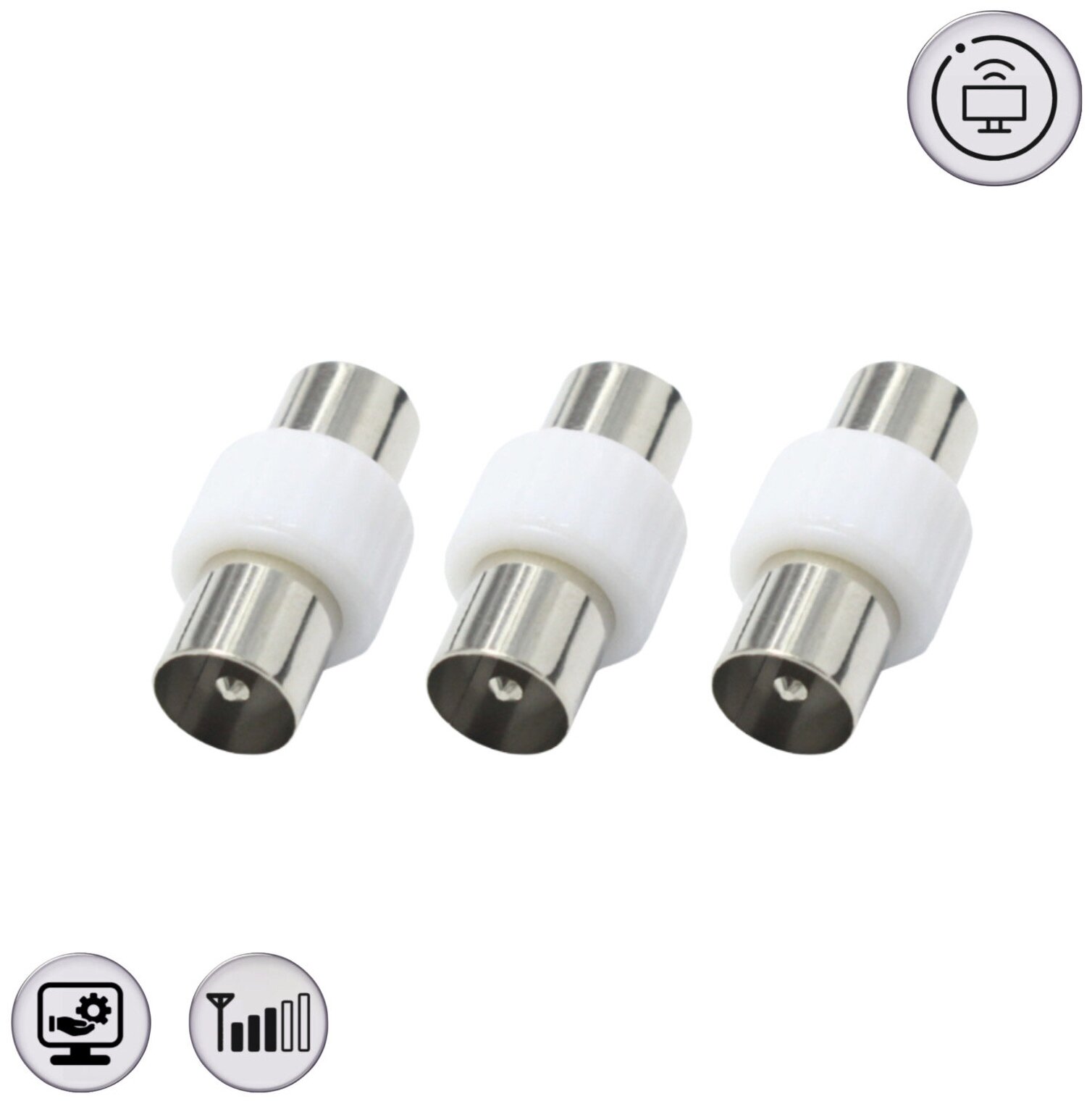 Переходник штекер TV (папа) - штекер TV (папа), 3 шт