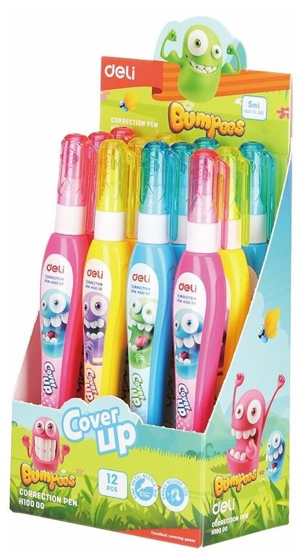 Набор из 12 штук Ручка корректор Deli Cover UP EH10000 шариковый белый 5мл