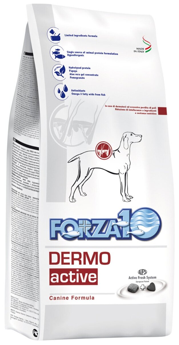 FORZA10 DOG DERMO ACTIVE для взрослых собак всех пород при заболеваниях кожи (4 кг)
