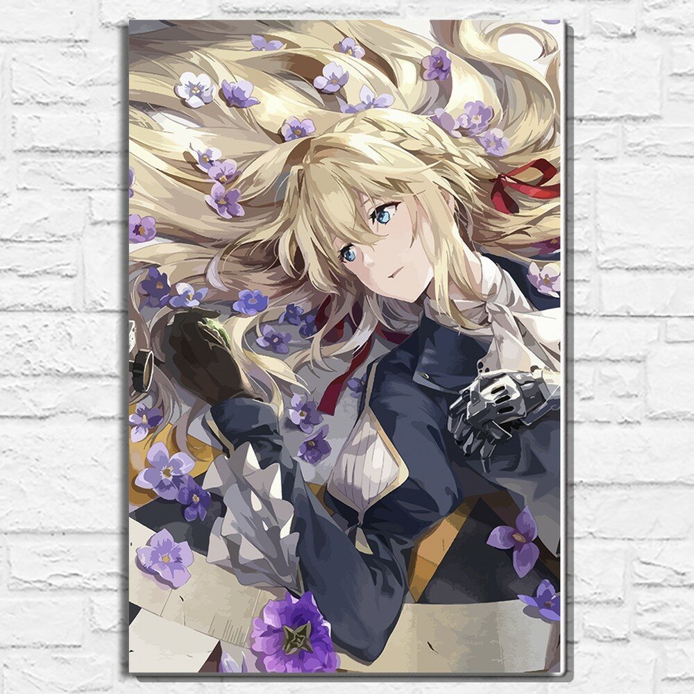 Картина по номерам на холсте аниме Вайолет Эвергарден (Violet Evergarden) - 14977 В 60x40
