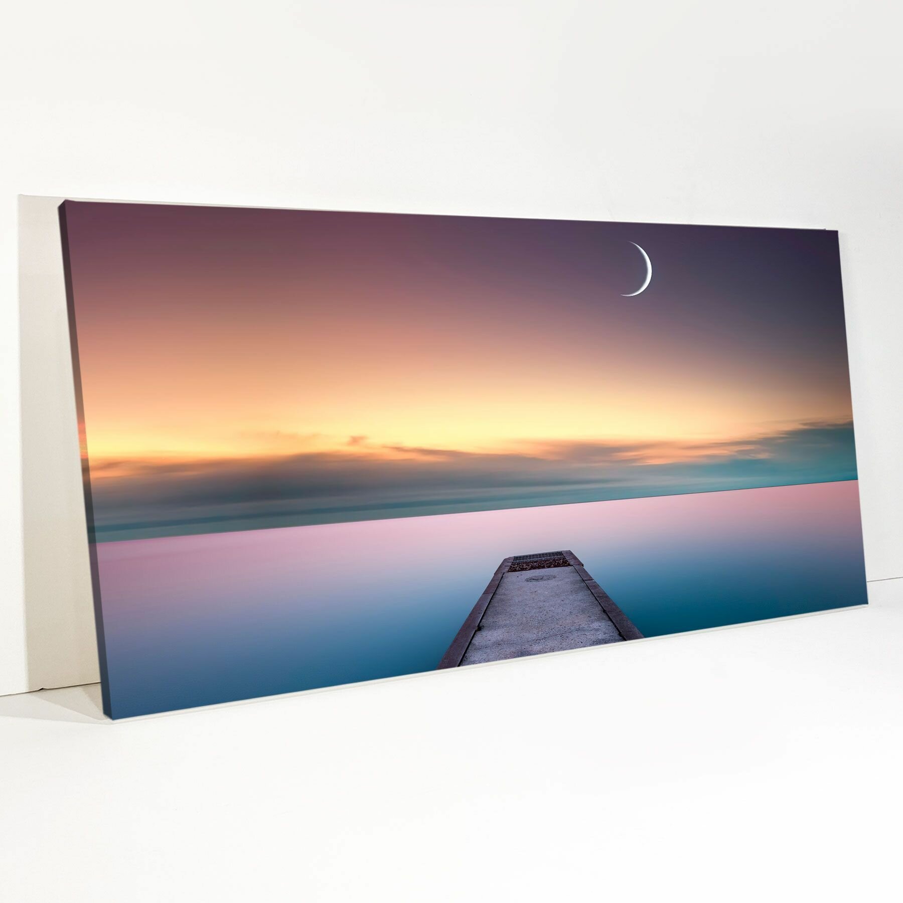 Картина Рассвет, море на холсте 50х90см